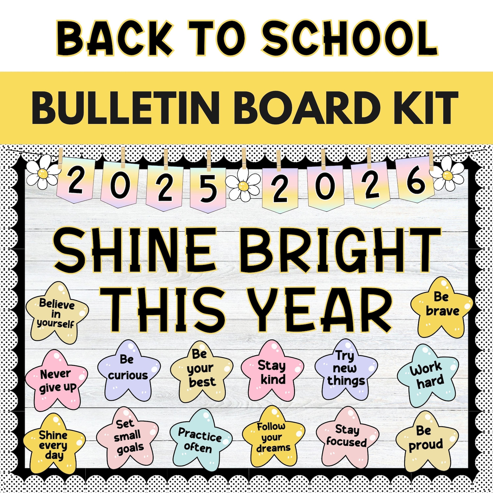 Back to School Bulletin Board Motivational Classroom Decor Pastel ...