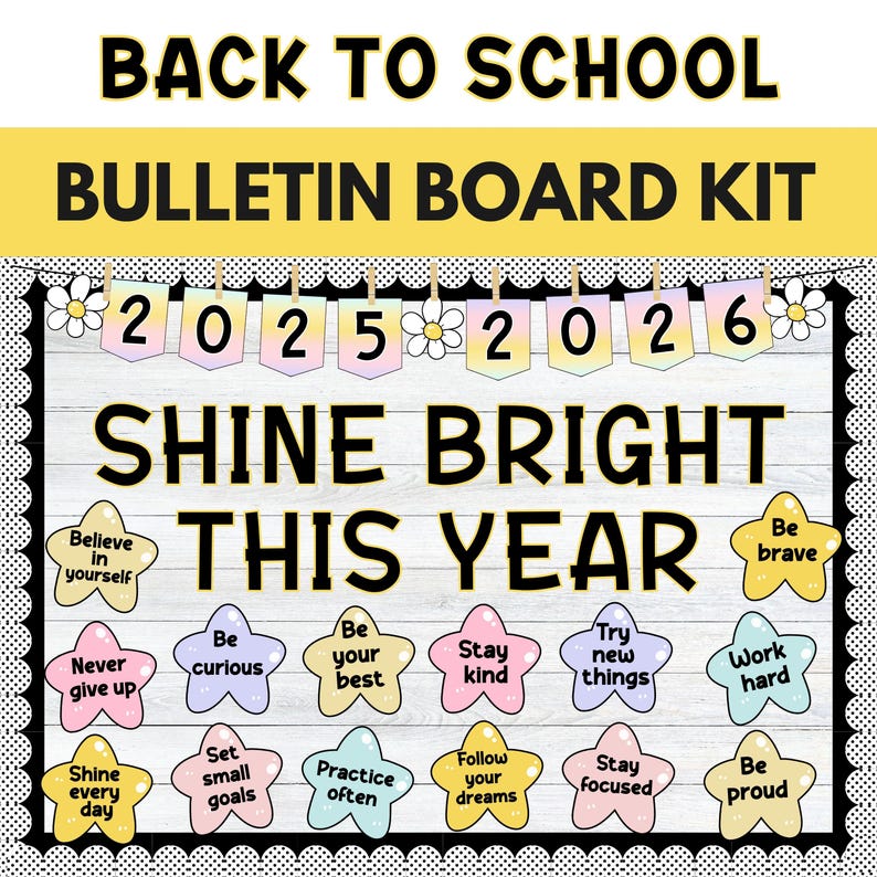 Back to School Bulletin Board Motivational Classroom Decor Pastel ...