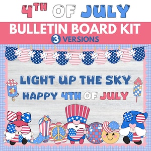 4th of July Bulletin Board Kit, Patriotic Classroom Decor, Gnome ...