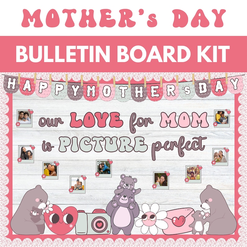 Mothers Day Bulletin Board Kit, Spring April May Bulletin Board, Groovy ...
