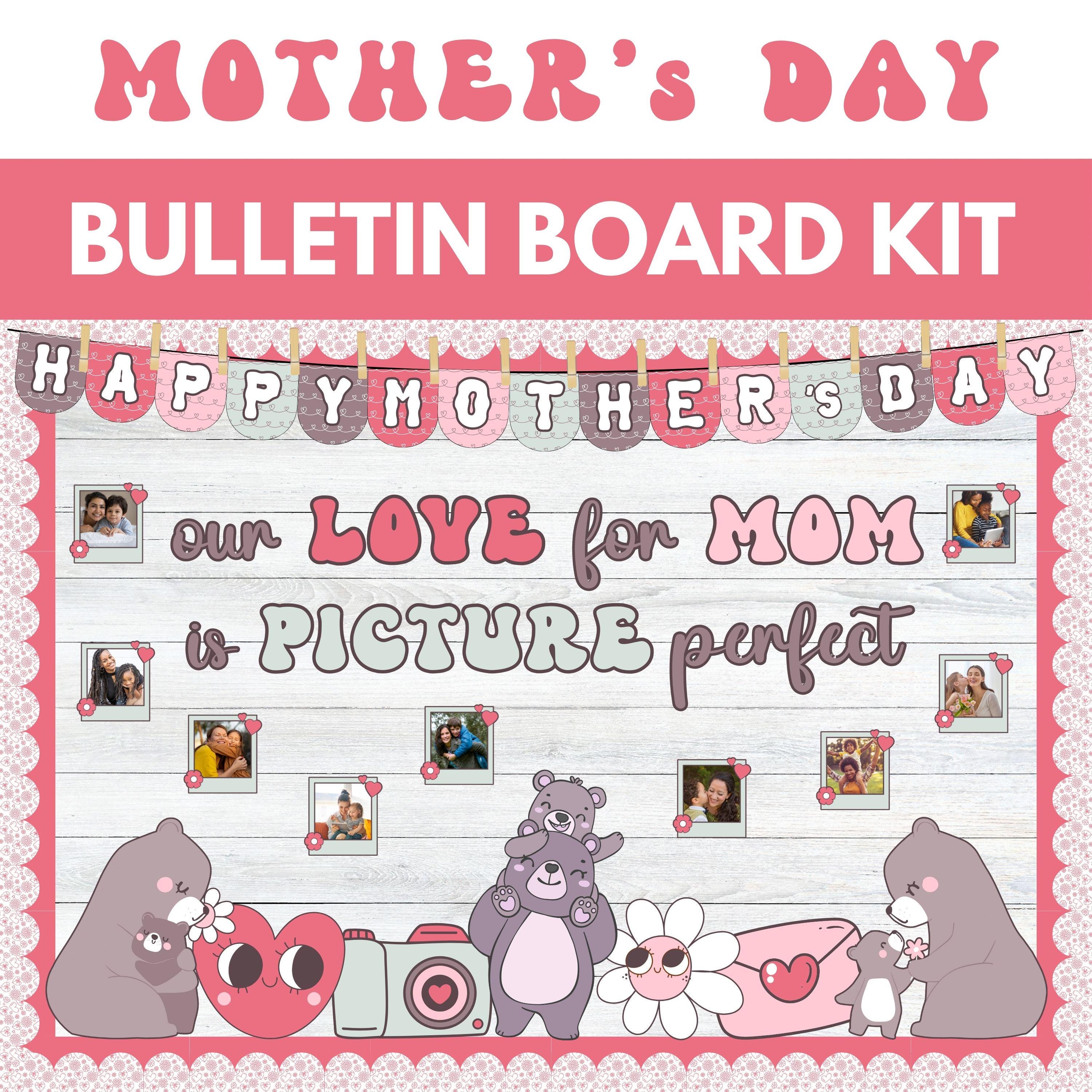 Mothers Day Bulletin Board Kit, Spring April May Bulletin Board, Groovy ...