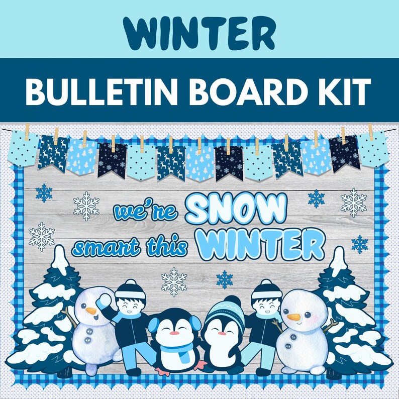 Winter Bulletin Board Kit | Snowflake & Snowman Classroom Decor ...