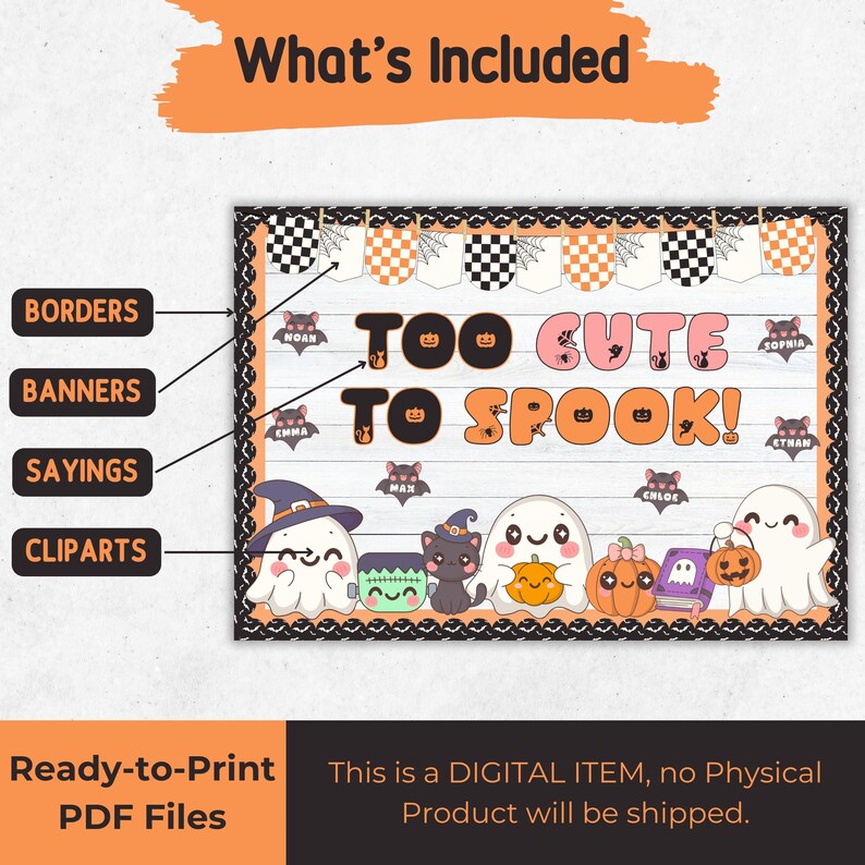 Halloween Bulletin Board Kit, October Bulletin Board, Editable ...