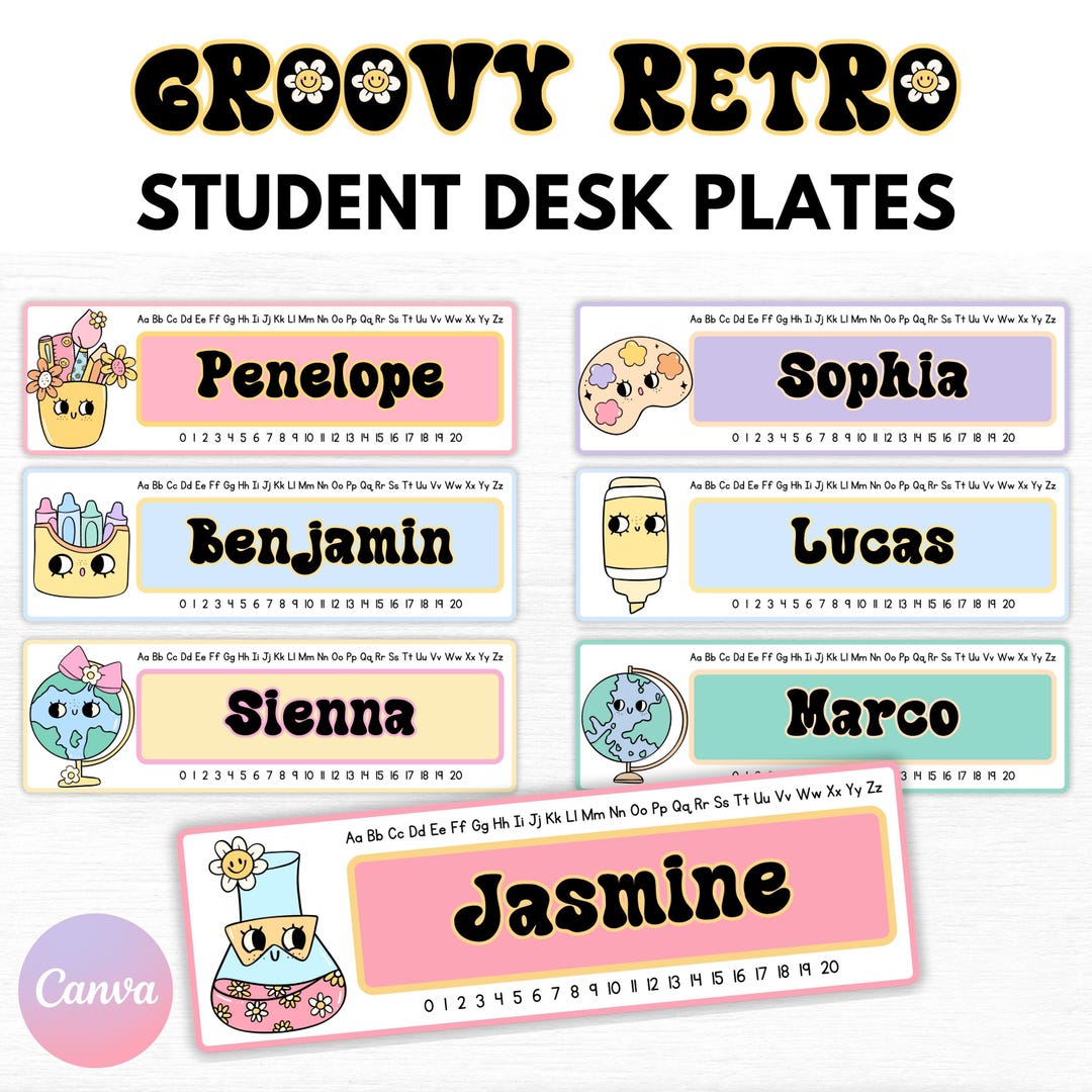 Editable Classroom Name Tags Groovy Student Name Tags School Supplies ...