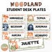 Woodland Classroom Name Tags Editable Student Desk Plates Animal ...