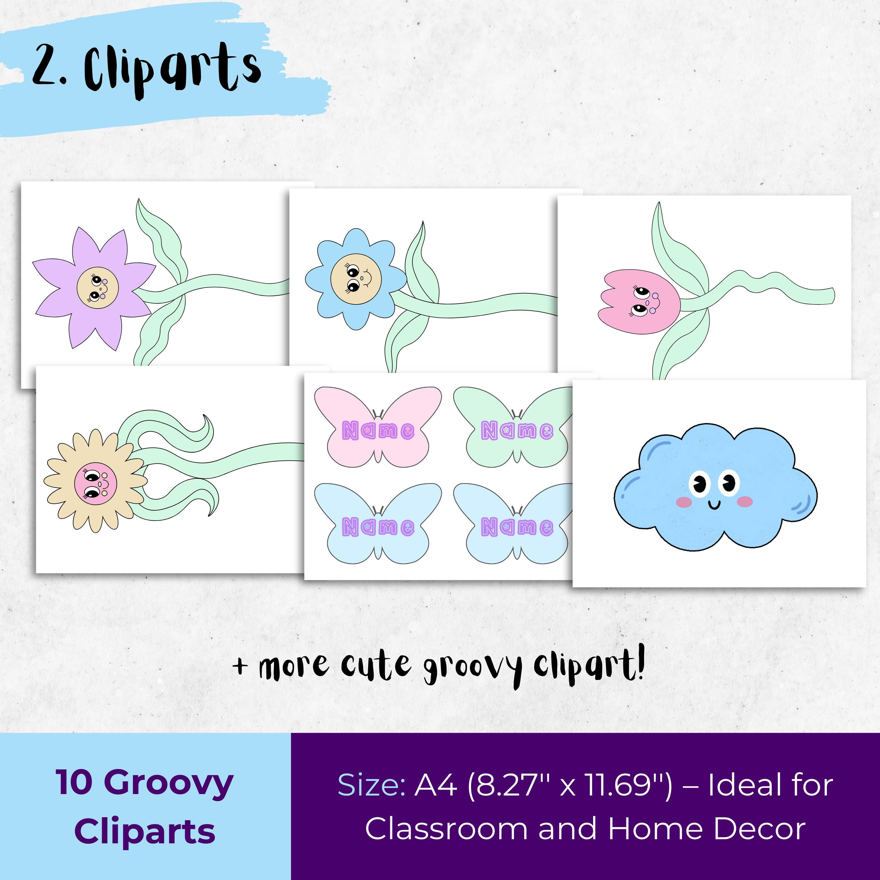 Spring Bulletin Board Kit, Groovy Retro April May Bulletin Board ...