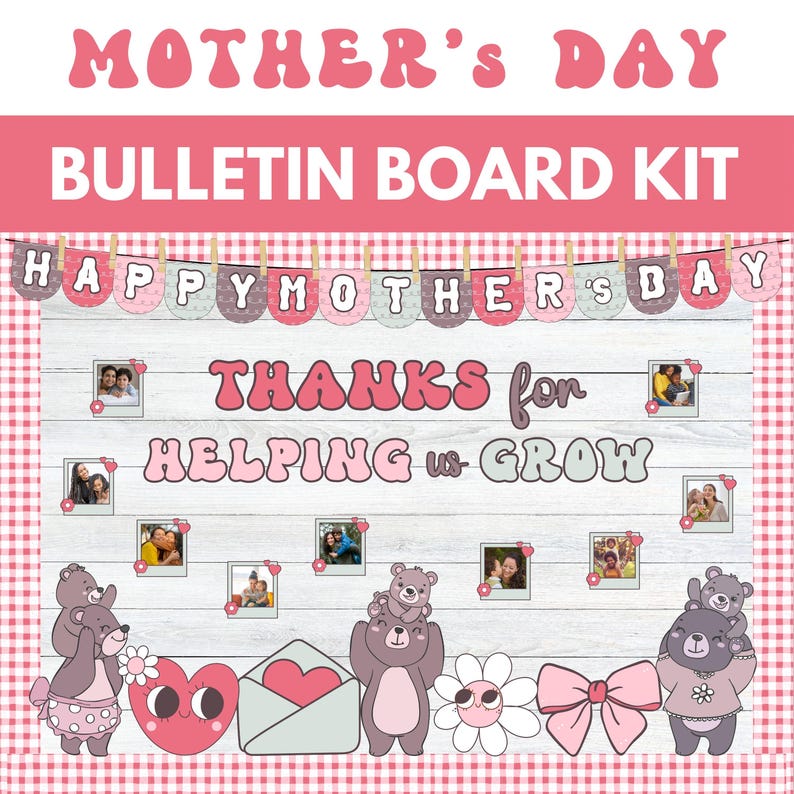 Mothers Day Bulletin Board Kit, Spring April May Bulletin Board, Groovy ...