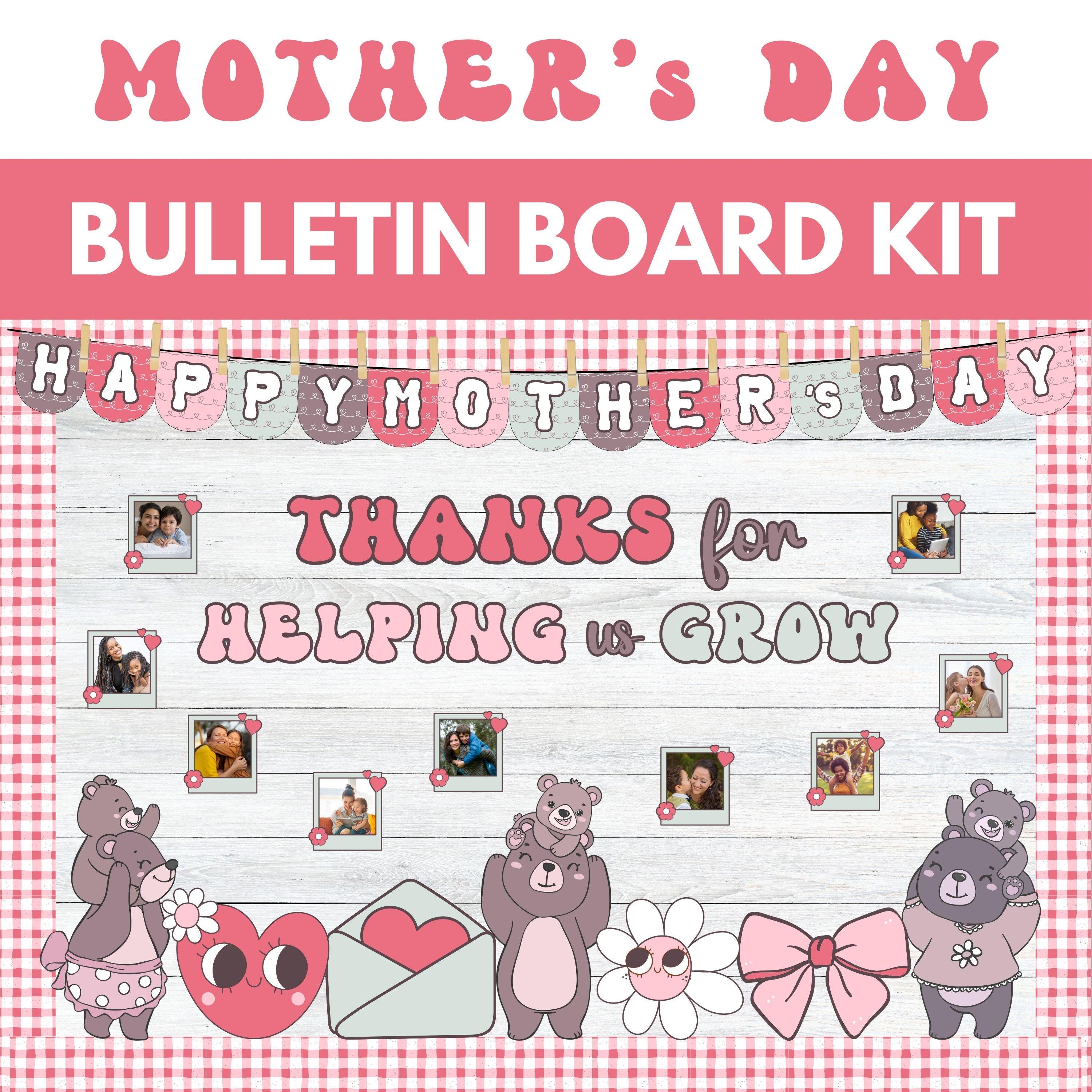 Mothers Day Bulletin Board Kit, Spring April May Bulletin Board, Groovy ...