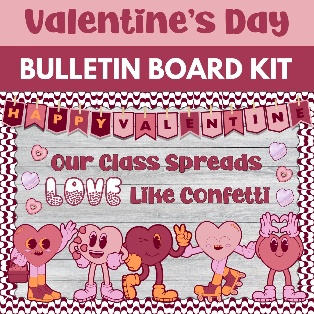 Valentine's Day Bulletin Board Kit, February Holiday Bulletin Board ...