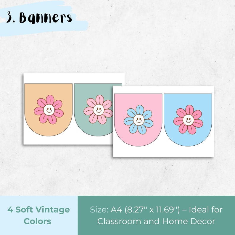 Spring Bulletin Board Kit, Groovy Retro April May Bulletin Board, Bunny ...