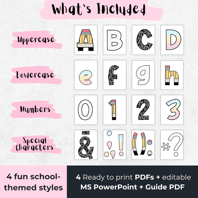 School Supply Buleltin Board Letters, Editable Bulletin Letters, Pastel ...