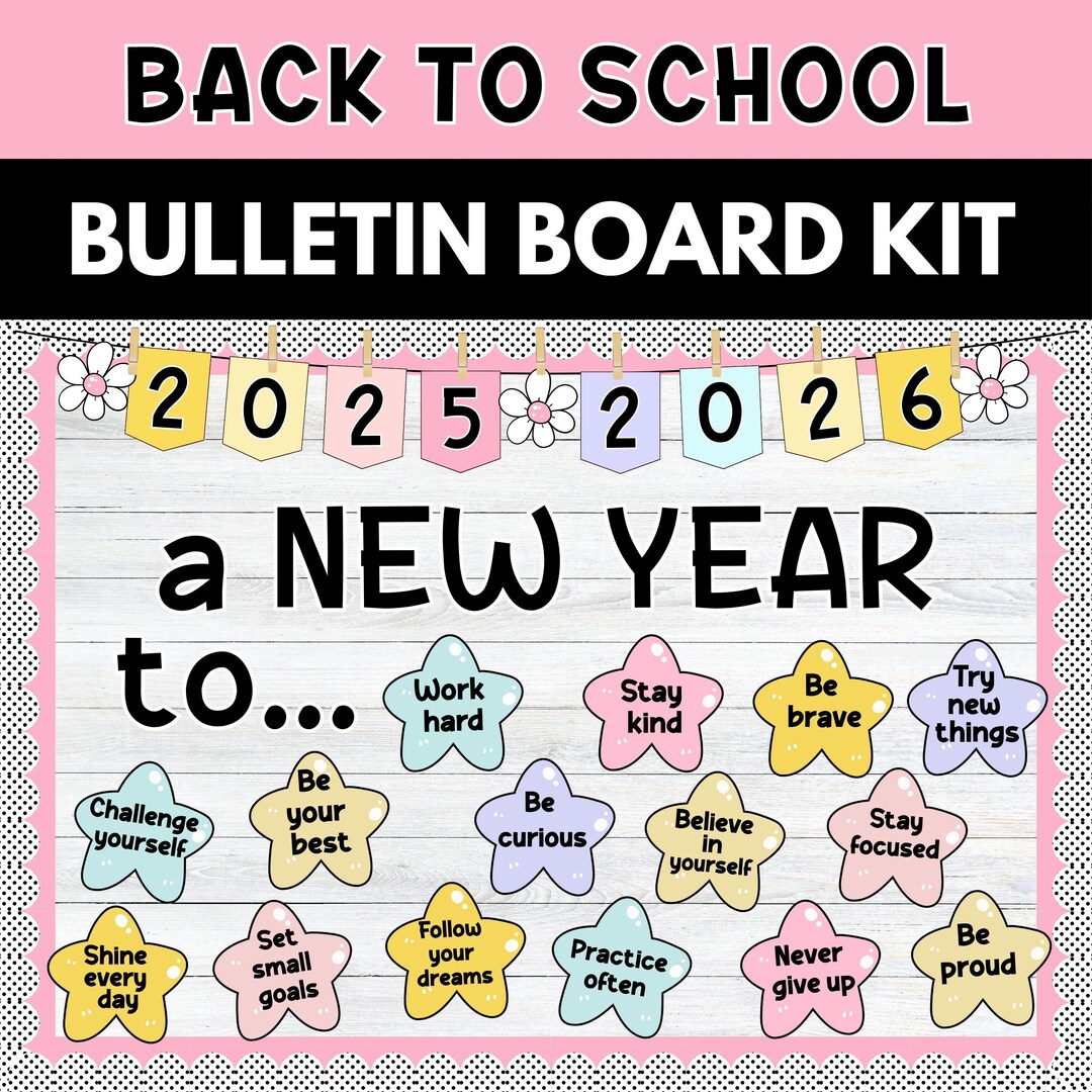 Motivational Back to School Bulletin Board Kit Pastel Growth Mindset ...