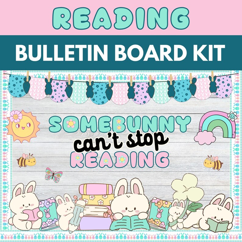 Reading Bulletin Board Kit, Groovy Spring Bulletin Board, Retro ...