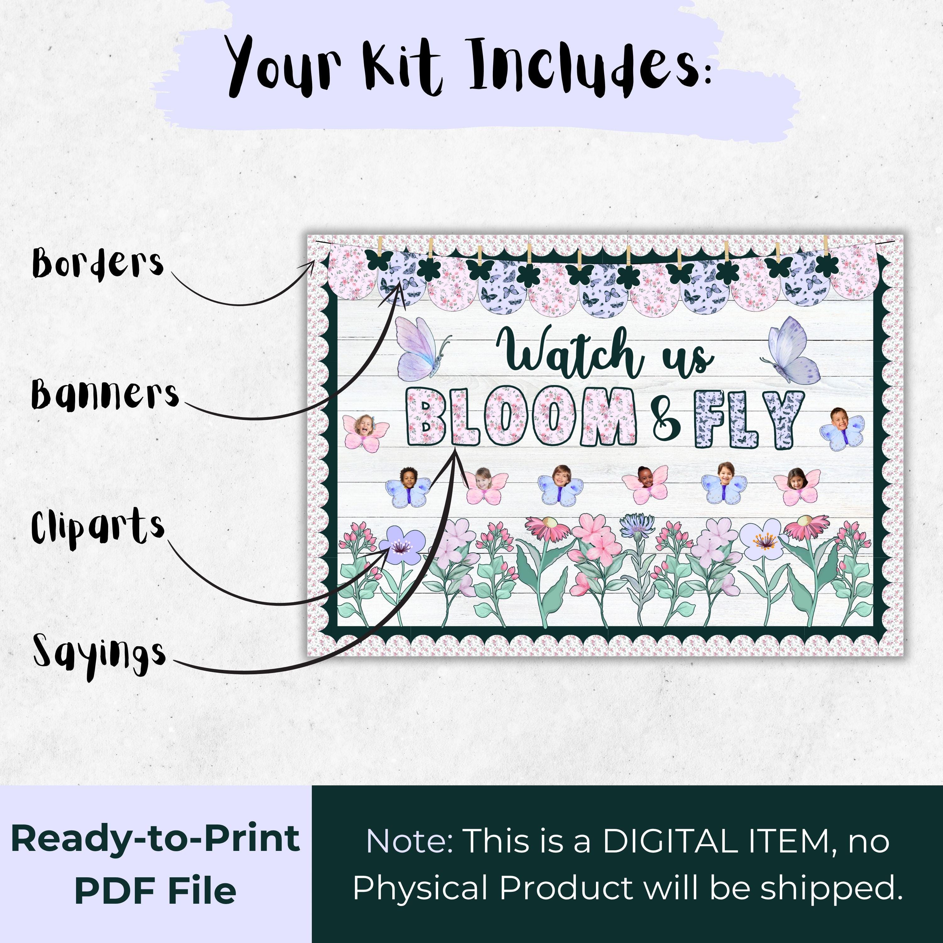 Back to School Bulletin Board, Wildflowers Classroom Decor, Butterfly ...