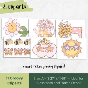 Spring Bulletin Board Kit, Groovy Retro Flower Classroom Door Decor ...