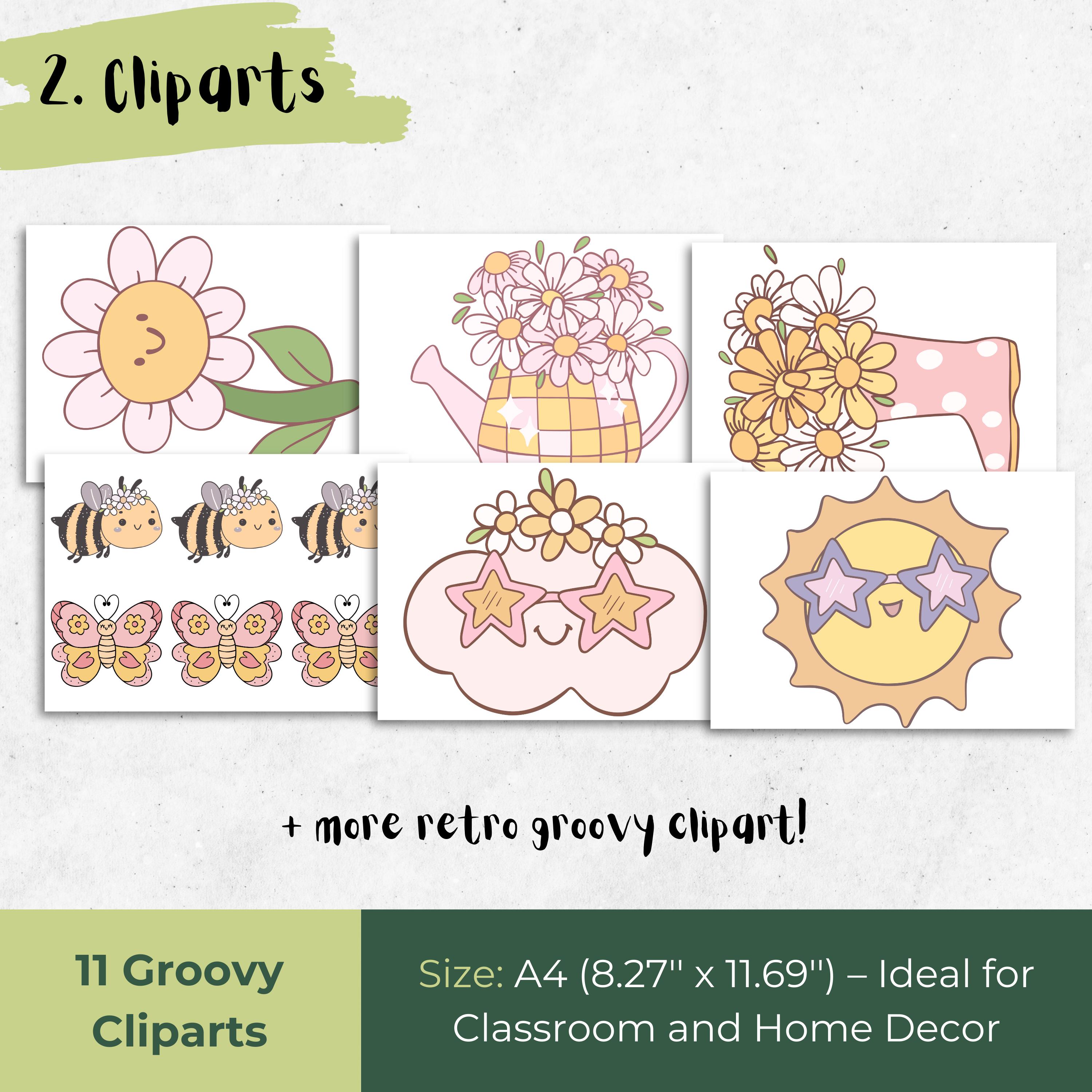 Spring Bulletin Board Kit, Groovy Retro Flower Classroom Door Decor ...