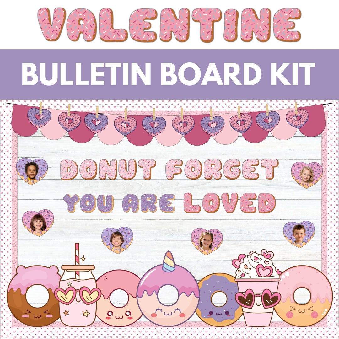Valentine's Day Bulletin Board Kit, February Bulletin Board, Donuts ...