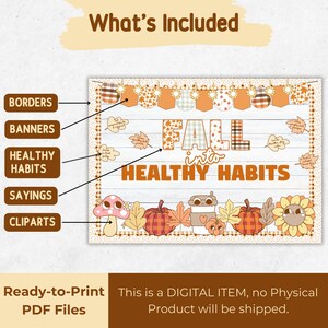 Fall Healthy Habits Bulletin Board Kit Groovy Autumn Classroom Decor ...