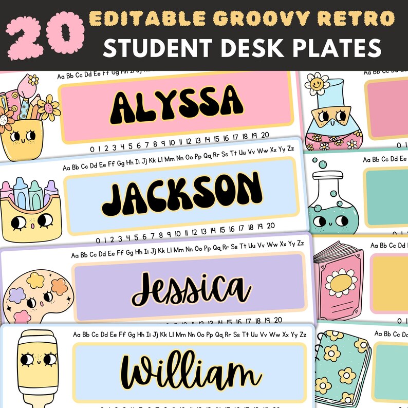 Classroom Desk Name Plates, Printable Editable Student Name Tags ...