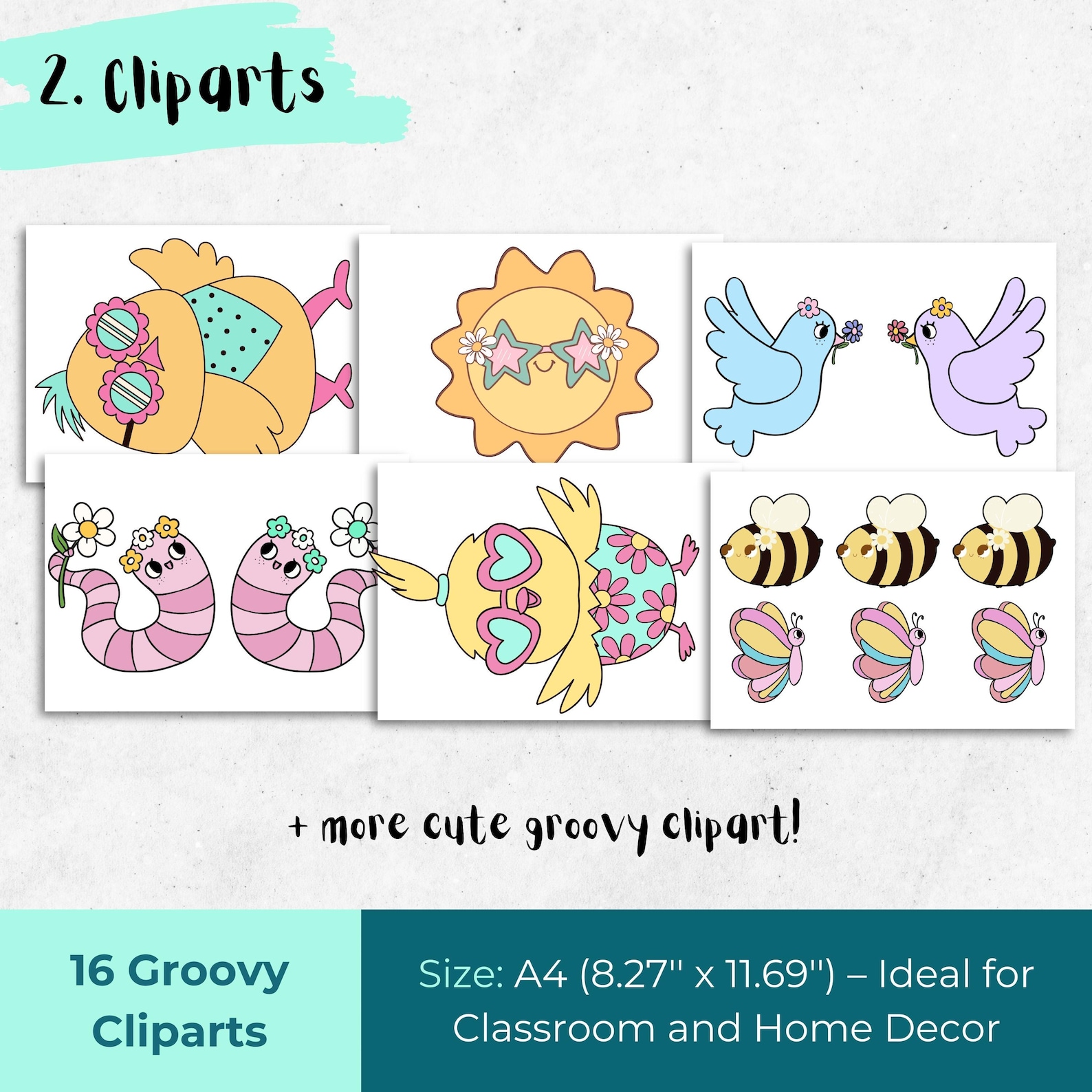 Spring Bulletin Board Kit, Groovy Retro April May Bulletin Board in ...