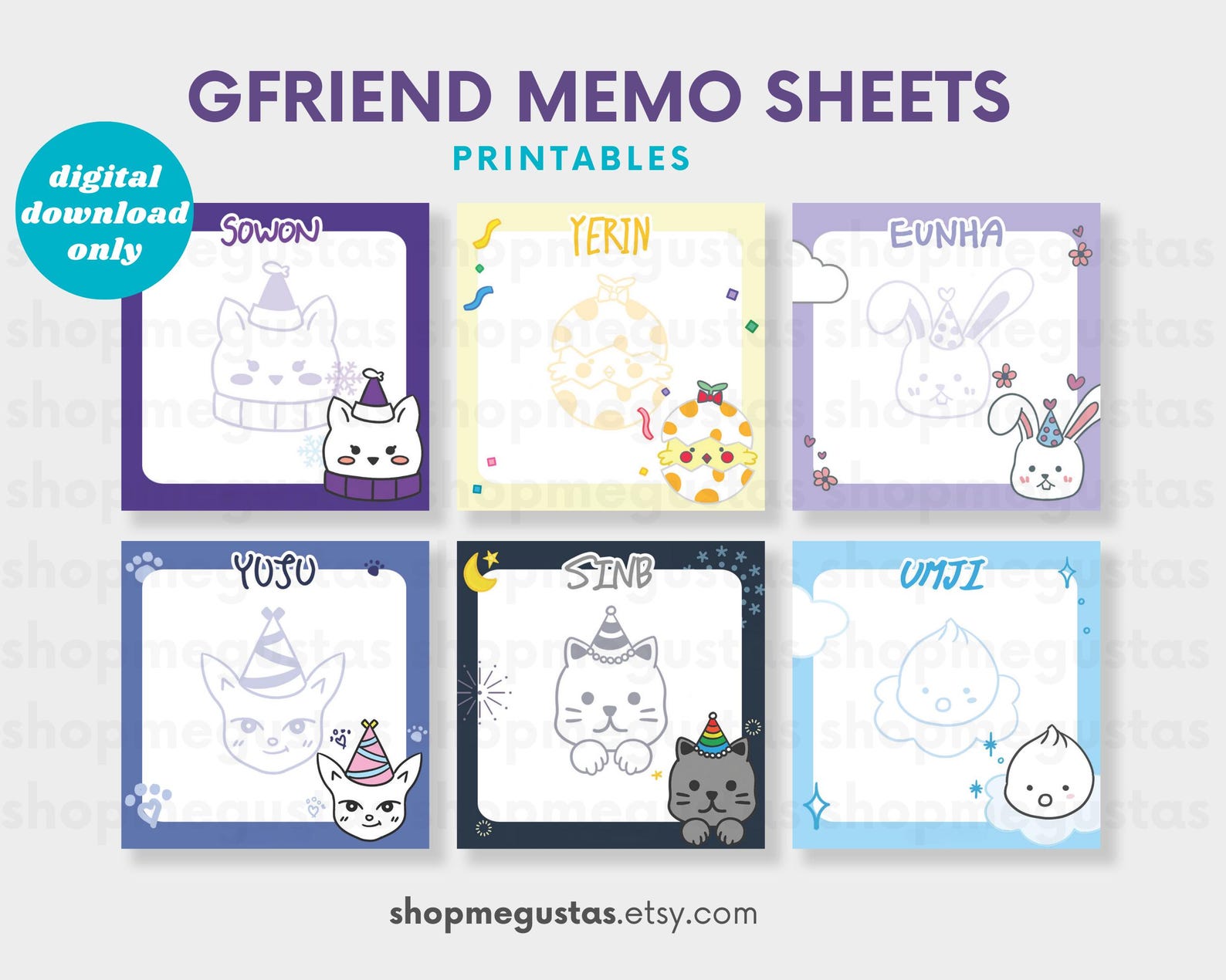 GFRIEND Kpop Memo Printables Memopad Square Memo Sheet Gfriend Chara - Etsy