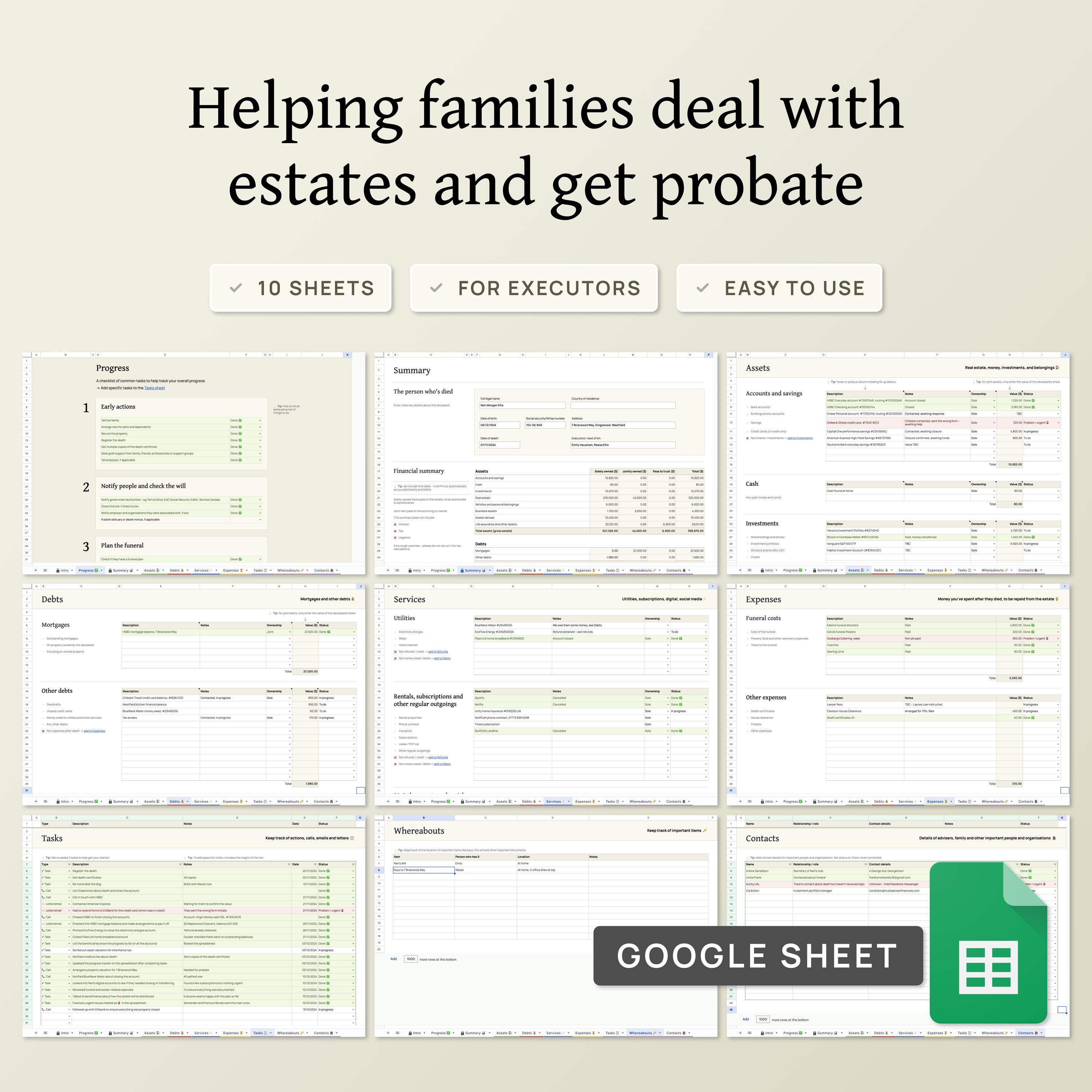 After Death Spreadsheet – Helping Families and Executors Deal With ...