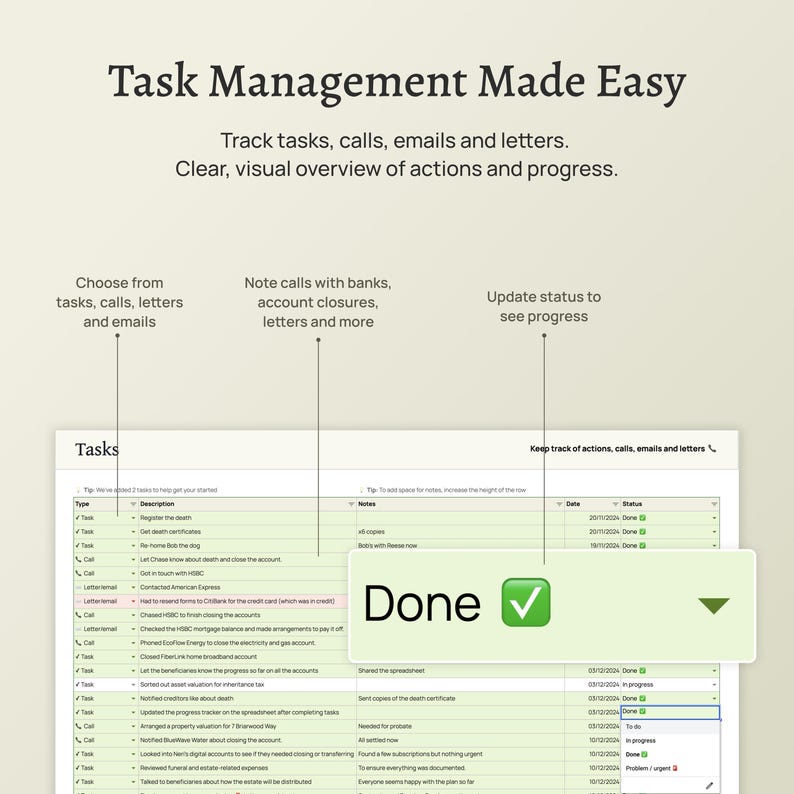 After Death Spreadsheet – Executor Checklist, Estate Accounts, Assets ...