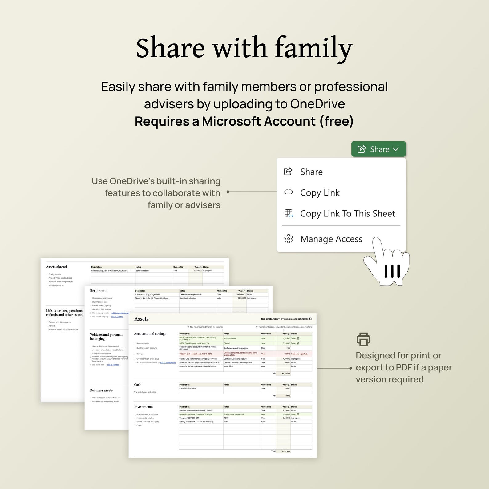 After Death Spreadsheet – Helping Families and Executors Deal With ...
