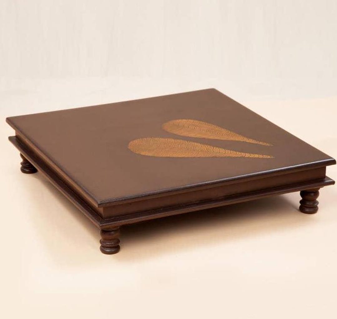 Pooja Table With Copper Temple Tree Leaves 18x18 - Etsy