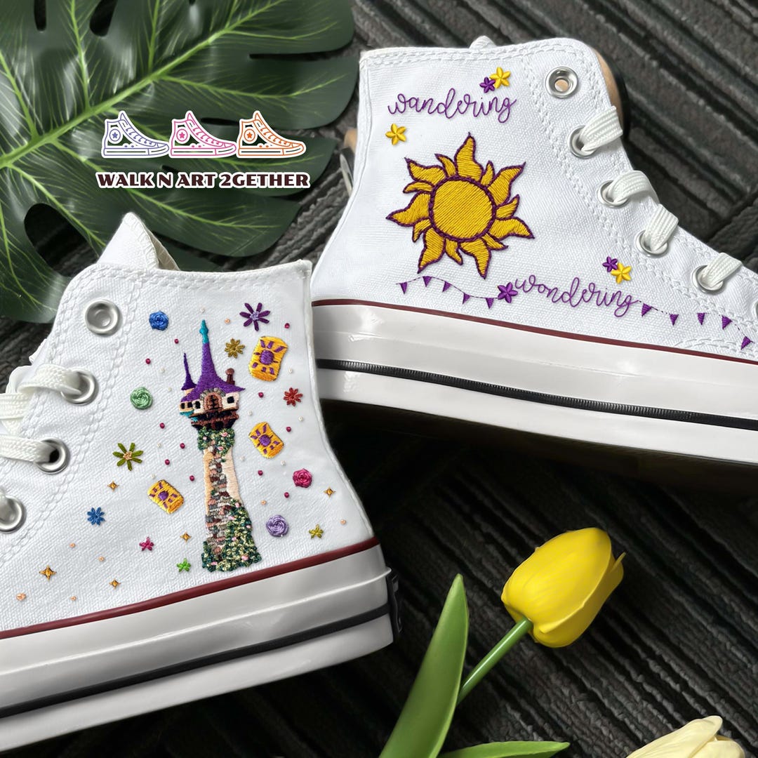 Wondering Wandering Embroidery Converse, Princess Inspired Embroidered ...