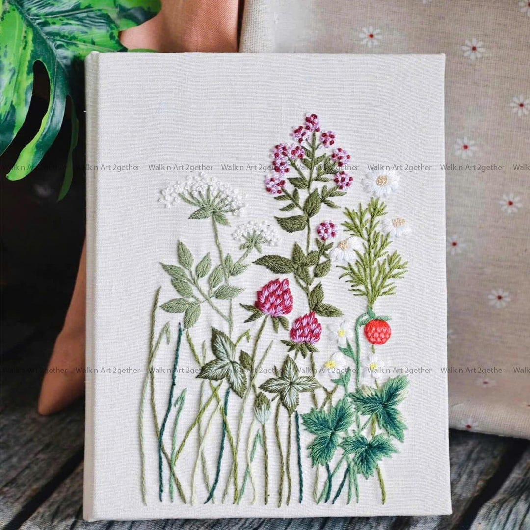 Clover Notebook, Hand-embroidery Flower Meadow Notebook, Custom Name ...