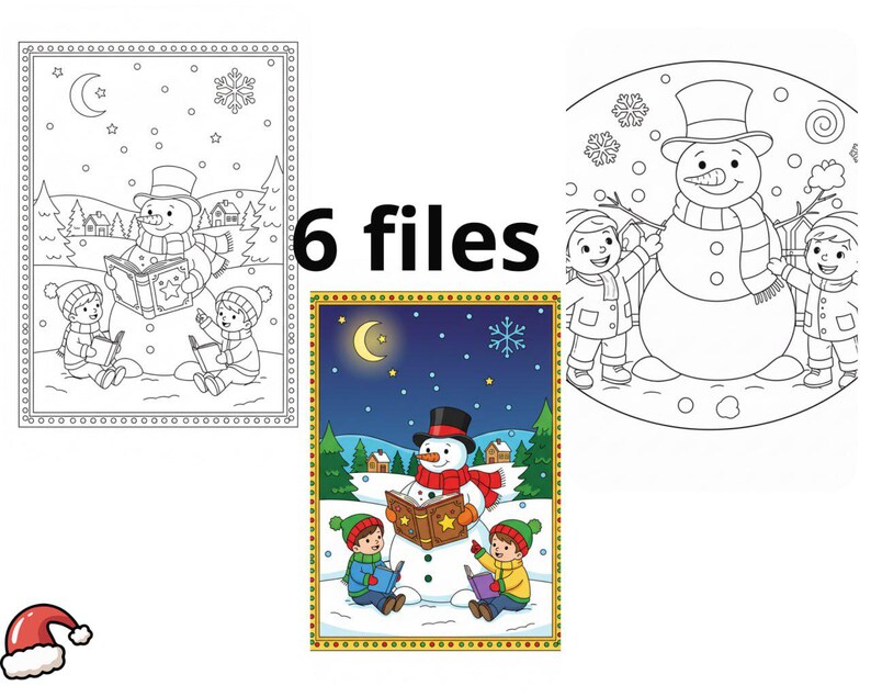 Snowman Coloring Page, Digital Color Pages, Color Xmas Gift, Gifts ...