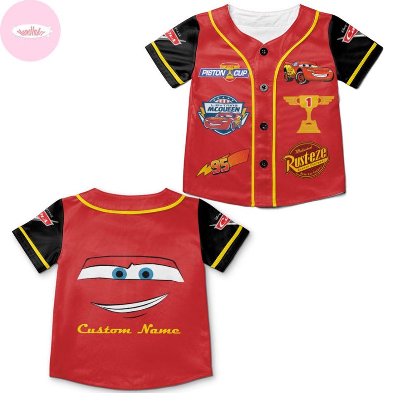 Personalized Disney Cars Baseball Jersey, Lightning Mcqueen Mater Sally ...