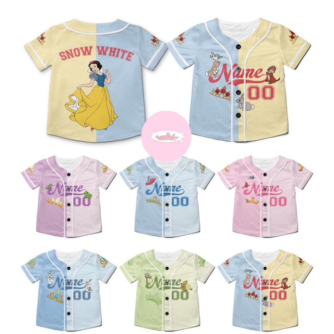 Personalized Disney Princess Baseball Jersey, Cinderella Snow White ...