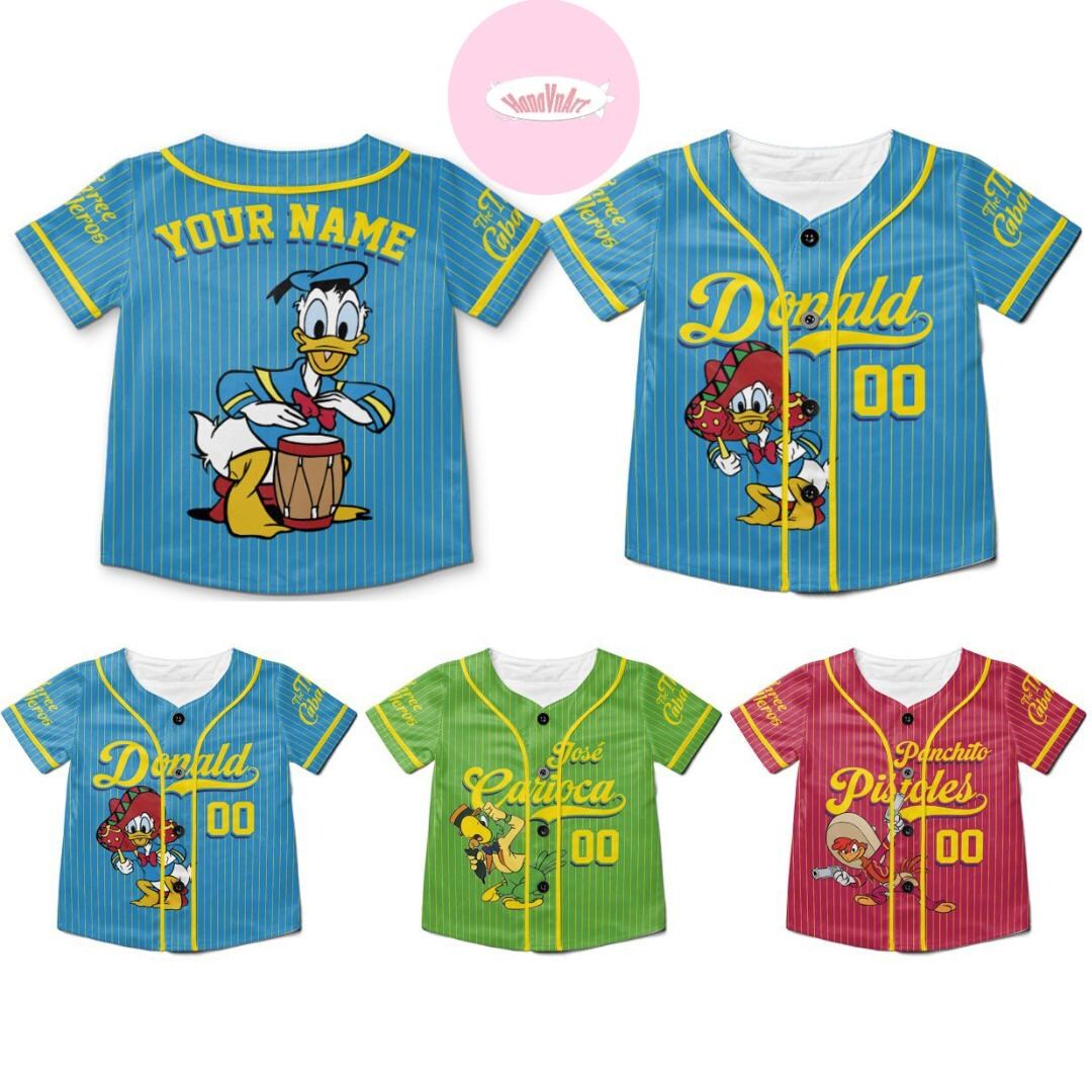 Personalized Disney the Three Caballeros Baseball Jersey, Donald Duck ...