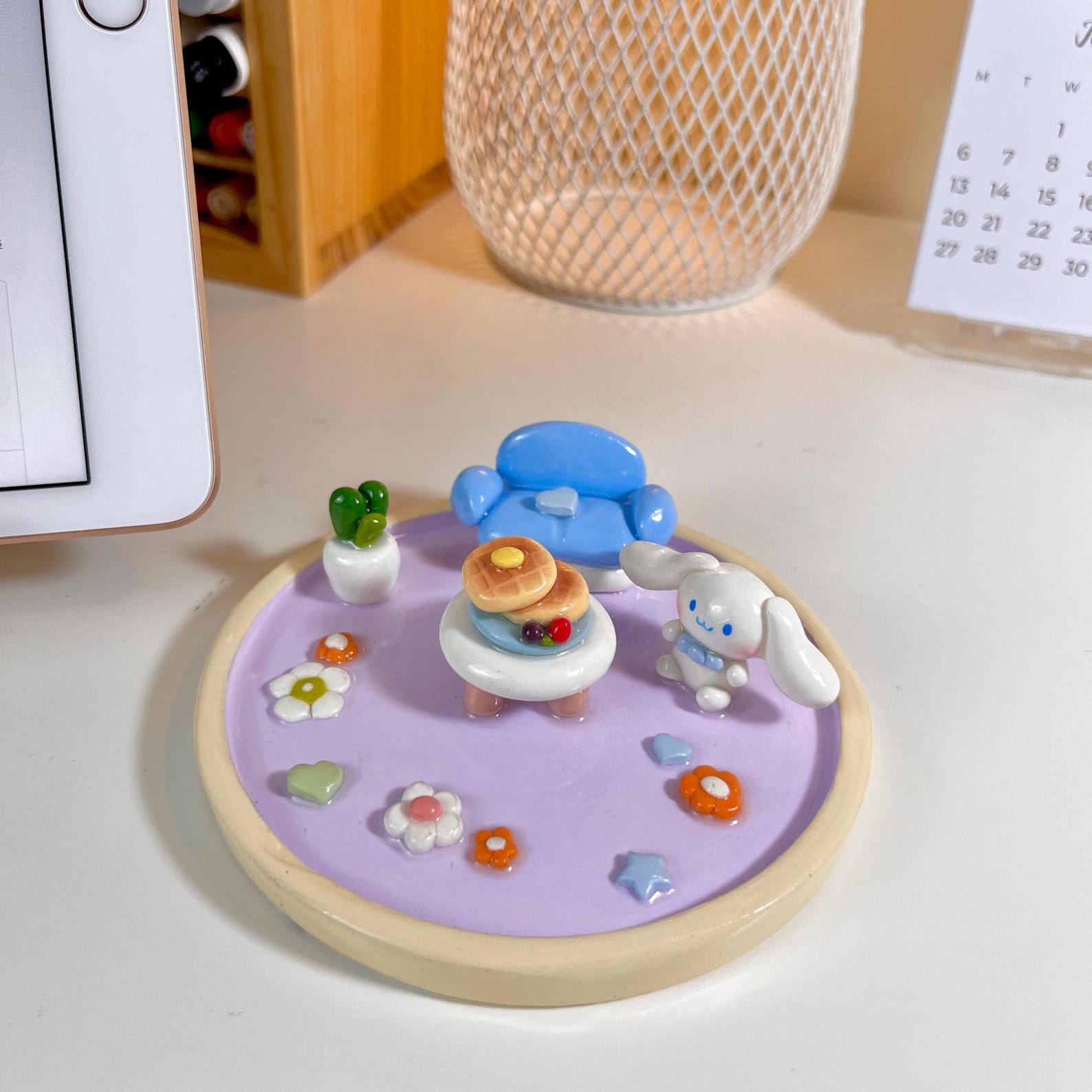 Sweet Cute Trinket Tray, Clay Jewelry Storage, Handmade Trinkets Dish ...