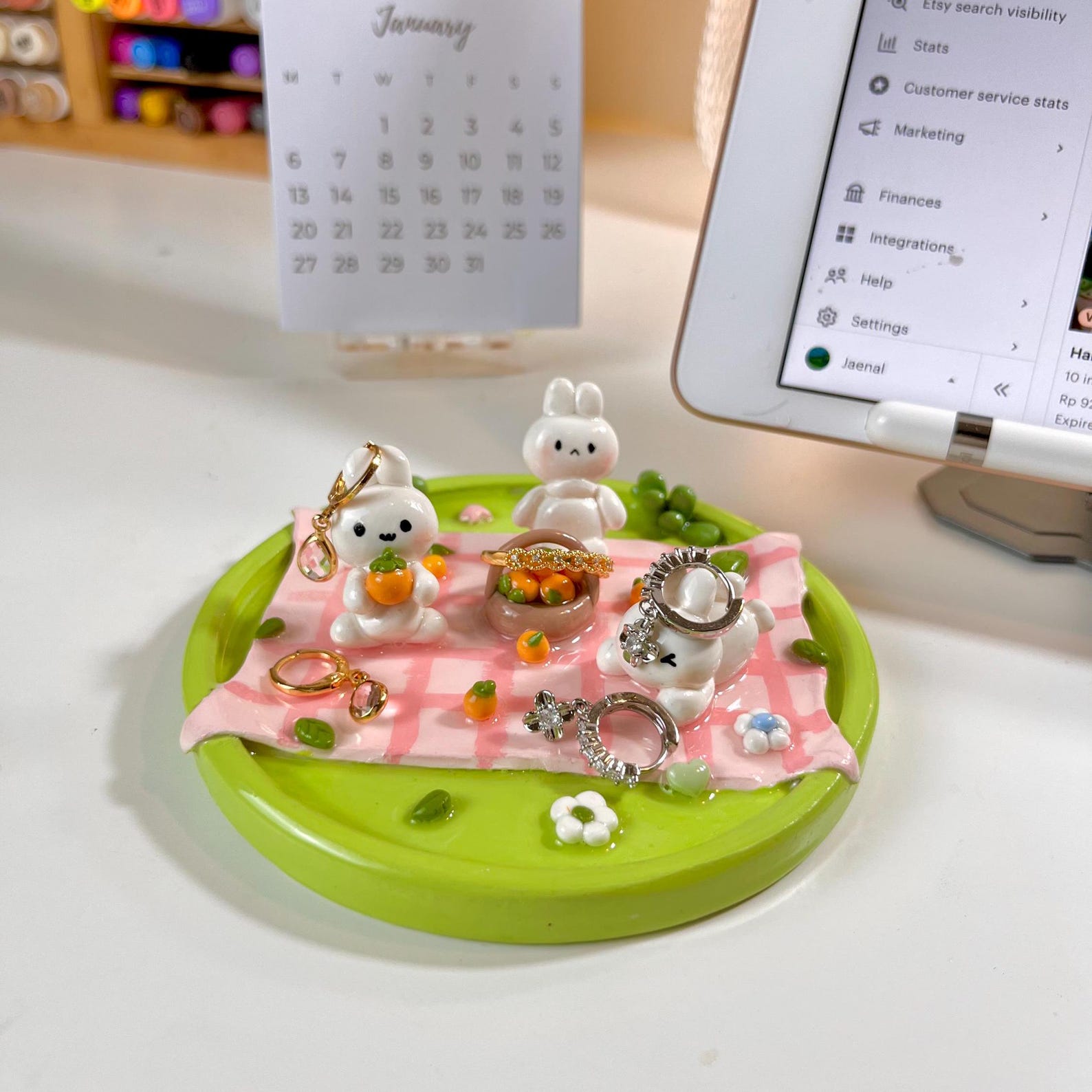 Orange Party Cute Trinket Tray | Handmade Clay Trinkets Dish | Air Dry ...