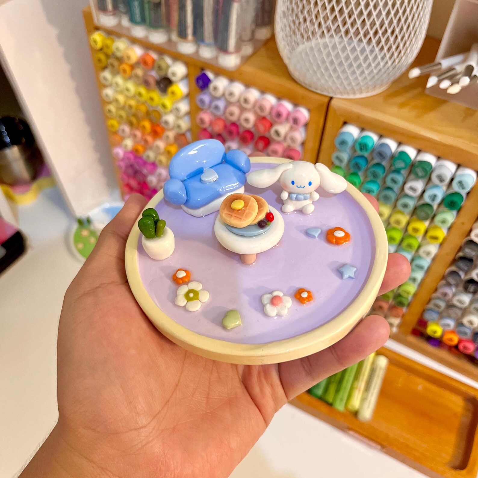 Sweet Cute Trinket Tray, Clay Jewelry Storage, Handmade Trinkets Dish ...