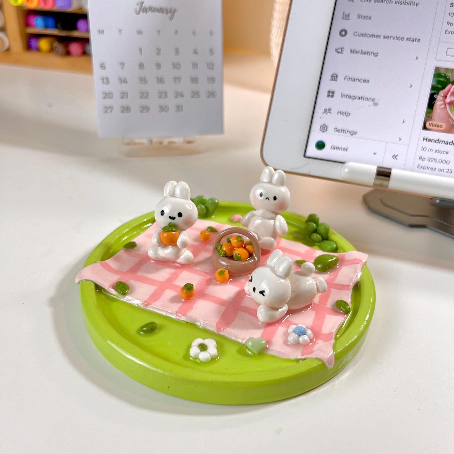 Orange Party Cute Trinket Tray | Handmade Clay Trinkets Dish | Air Dry ...