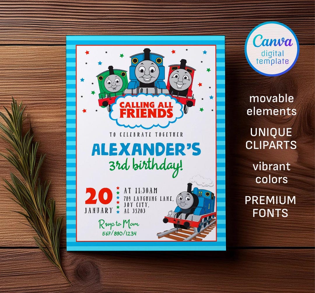 Printable Thomas Train Birthday Invitation, Editable Thomas Party ...