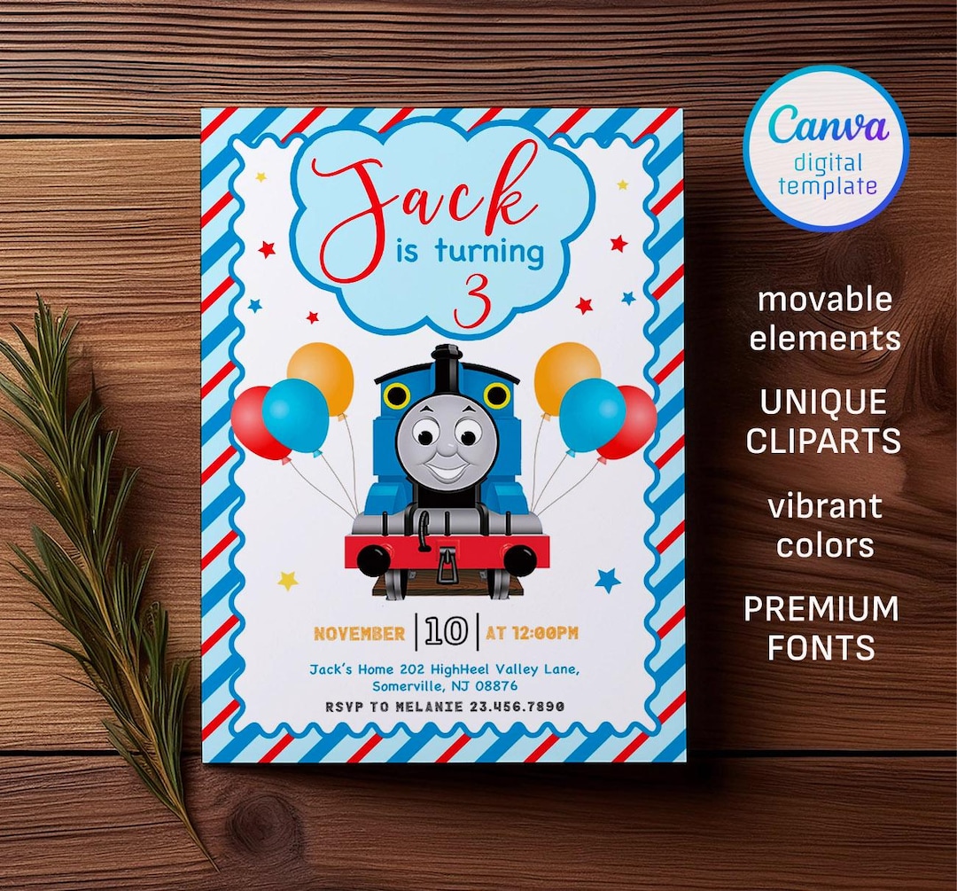 Printable Thomas Train Birthday Invitation, Editable Thomas Party ...