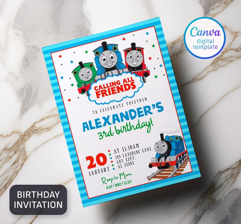 Printable Thomas Train Birthday Invitation, Editable Thomas Party ...