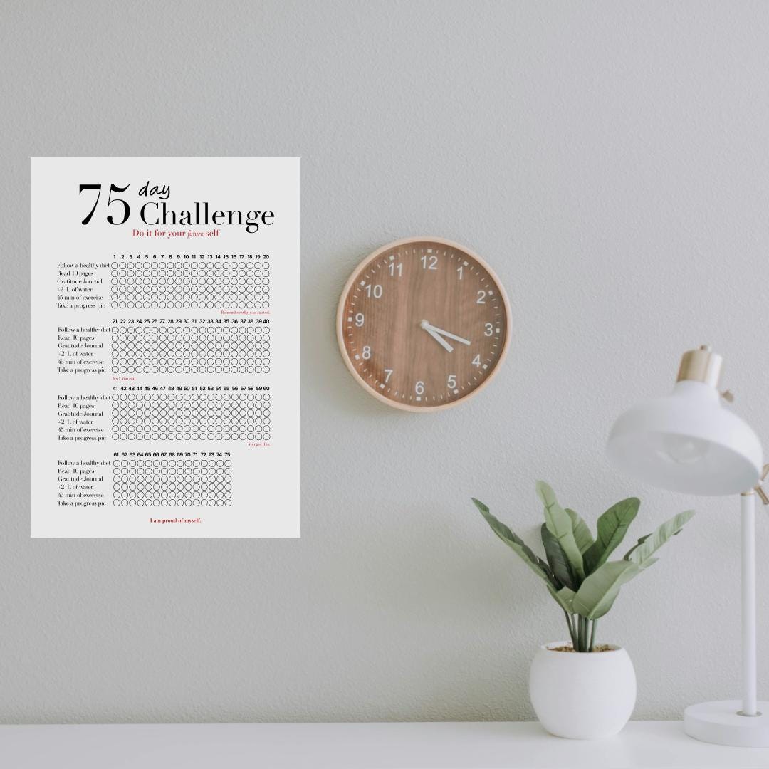 75 Day Challenge Planner | High Quality | 300 DPI | 4 Sizes | A4,a5,a6 ...