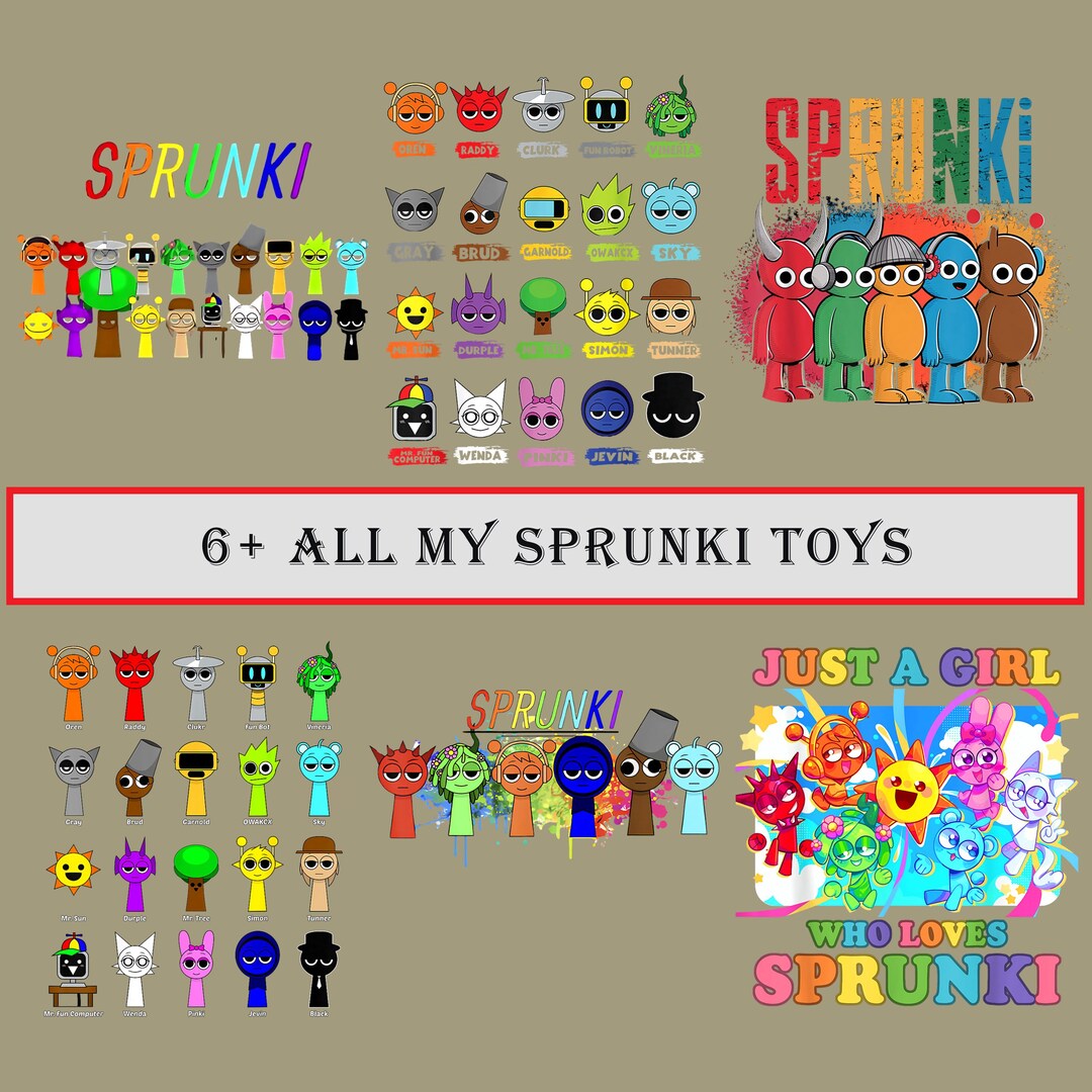 6sprunki Png,sprunki Plush Png,christmas Present, Birthday Present,kids ...
