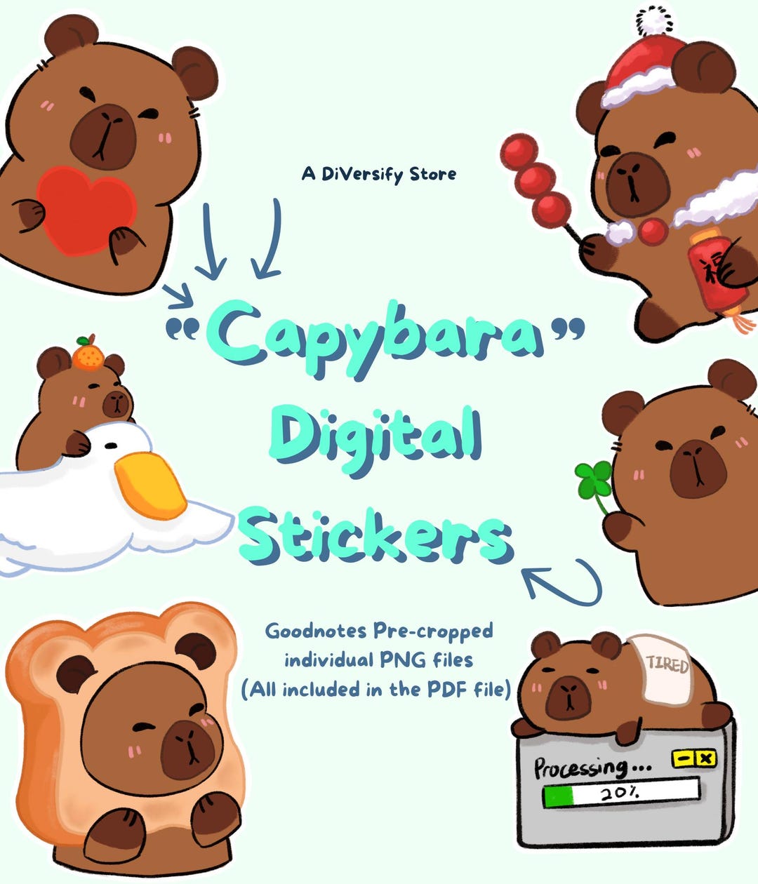 Capybara Digital Stickers Cute Capybara Digital Stickers Moods,emotion ...