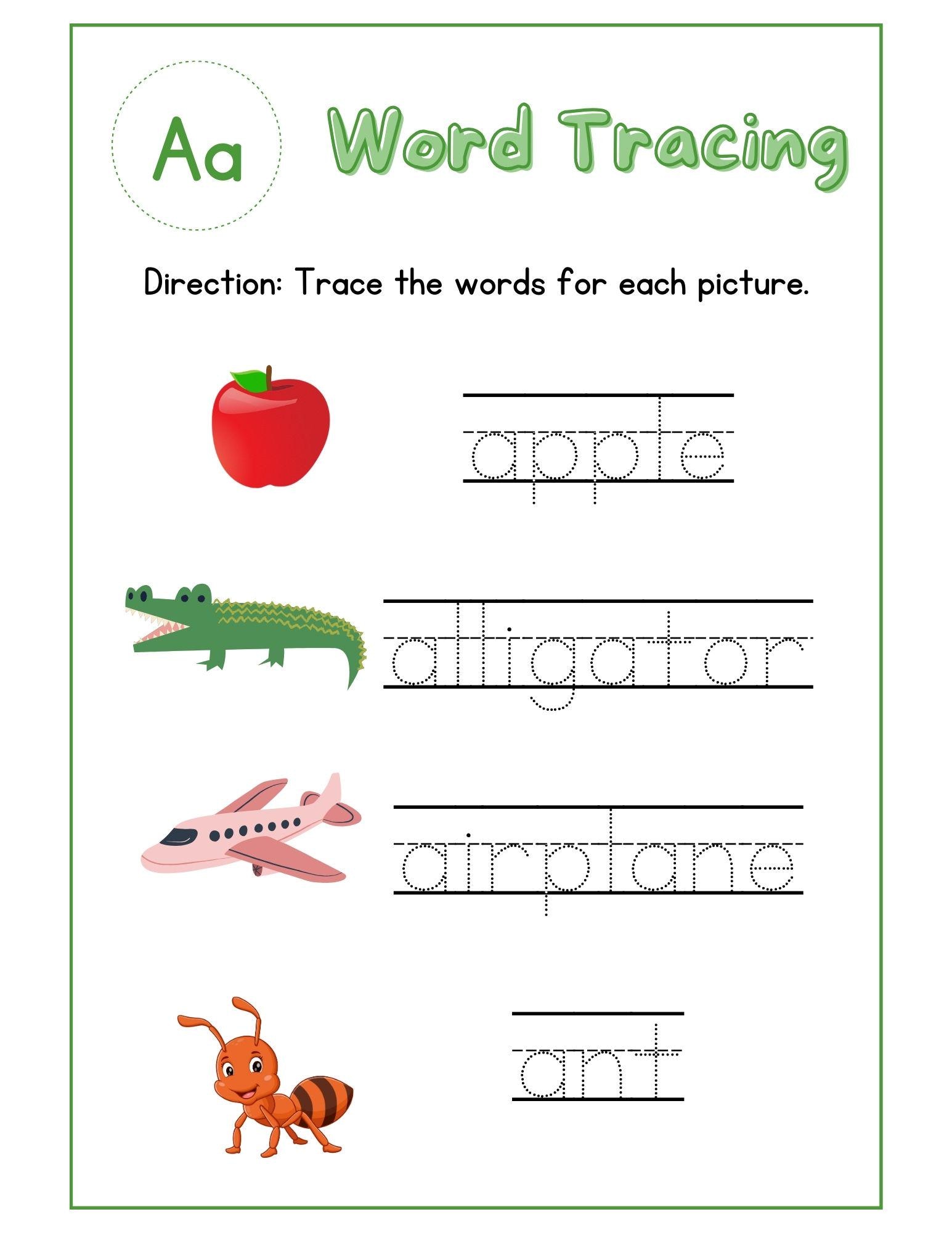 Printable Words, Letters, Sentences and Numbers Tracing PDF File ...