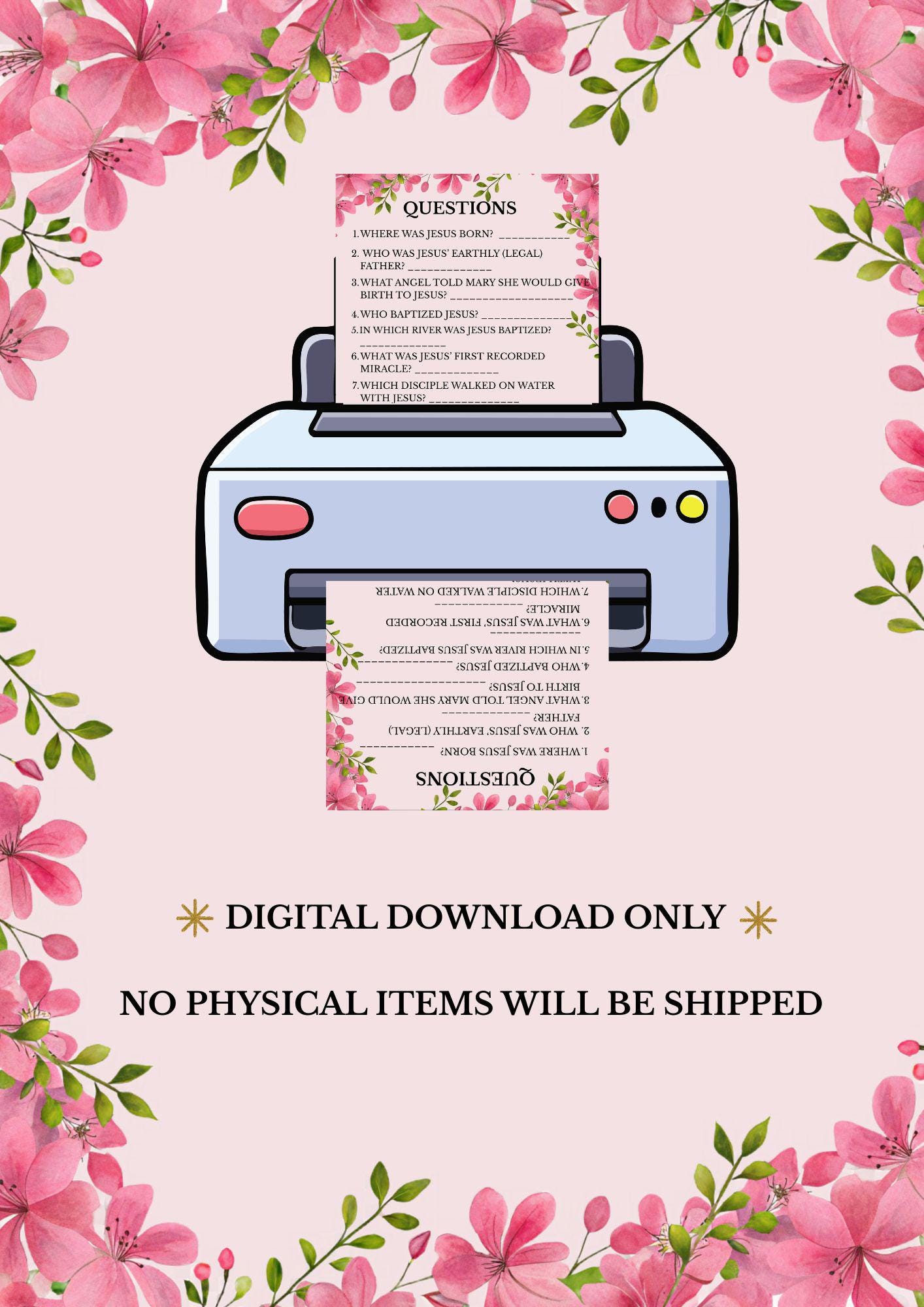 Life of Jesus Trivia Game – Printable Tea Party Activity (digital ...
