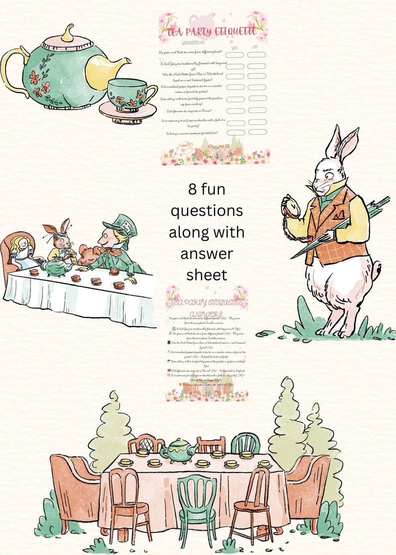 Tea Party Etiquette Printable Game High Tea Printable Bridal Shower ...