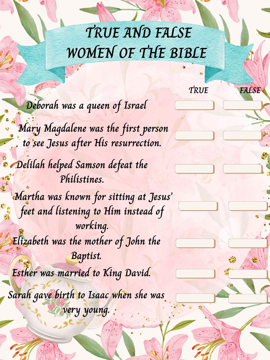 Women of the Bible Trivia Game: Christian Printable Quiz (PDF Download ...