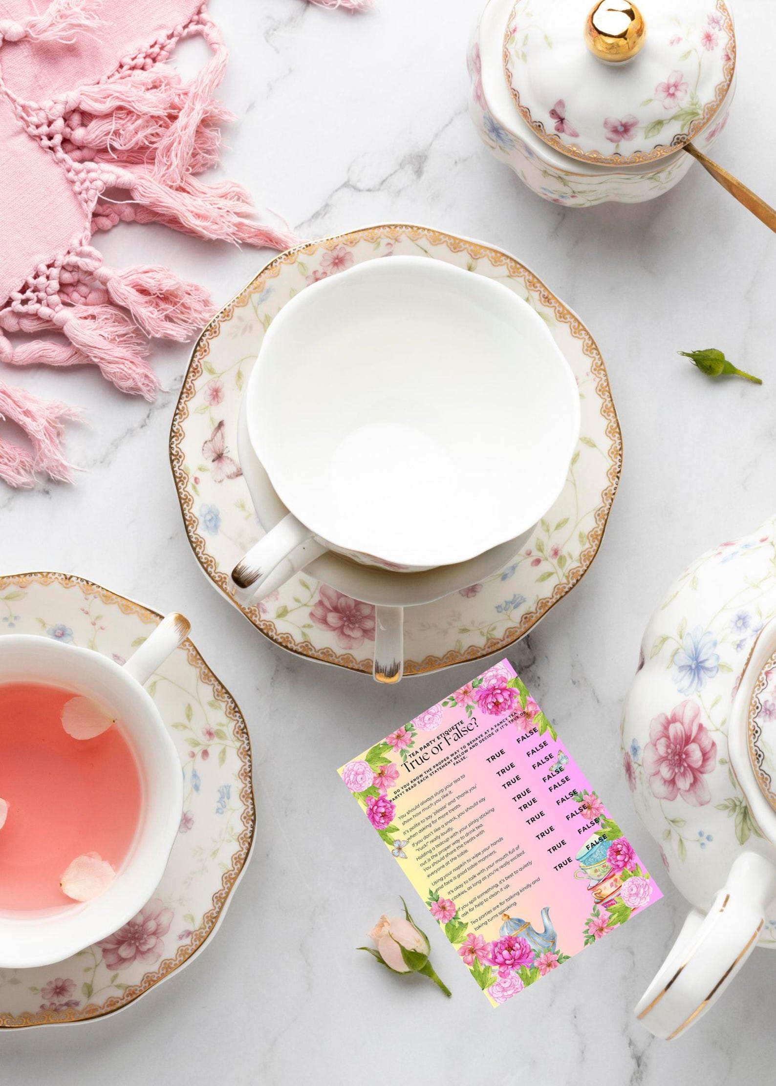 Tea Party Etiquette Trivia Game: Bridal Shower Fun (instant Download ...